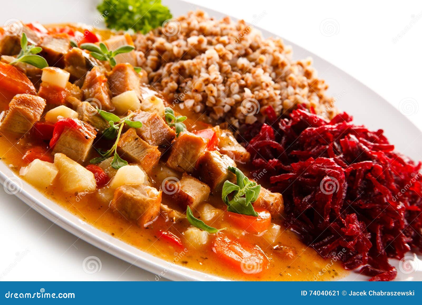 Cooked Meat with Bucketwheat Stock Image - Image of food, cooked: 74040621