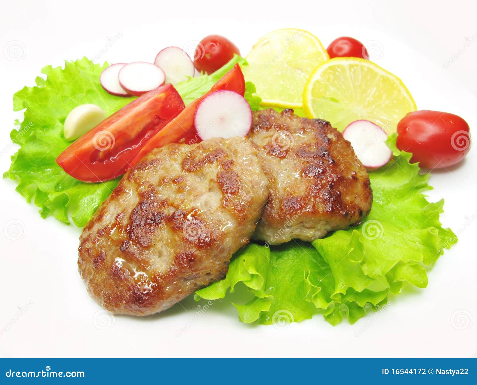 Cooked Meat Cutlets with Vegetables Stock Photo - Image of eating ...