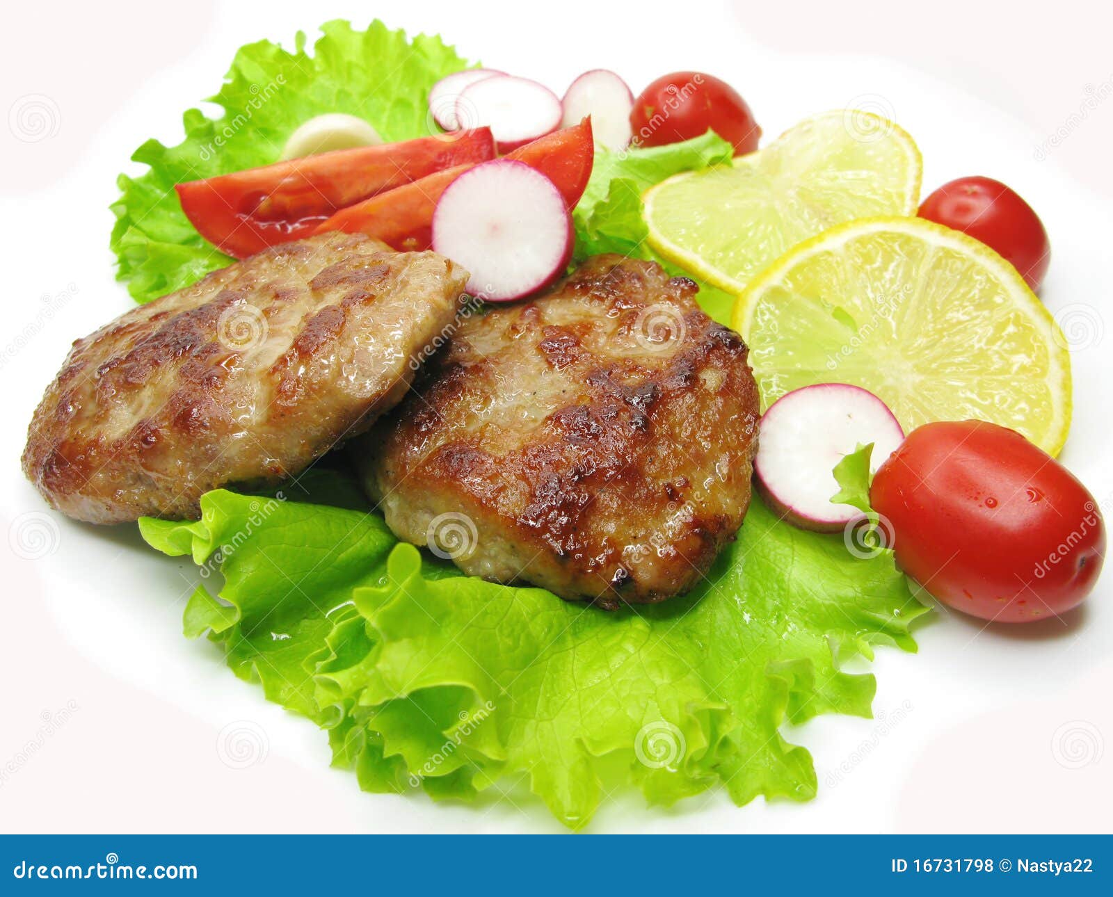 Cooked Meat Cutlets with Vegetables Stock Photo - Image of lemon ...