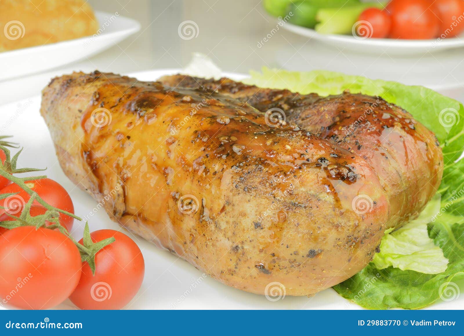 Cooked Meat on a White Plate Stock Photo - Image of sirloin, restaurant ...