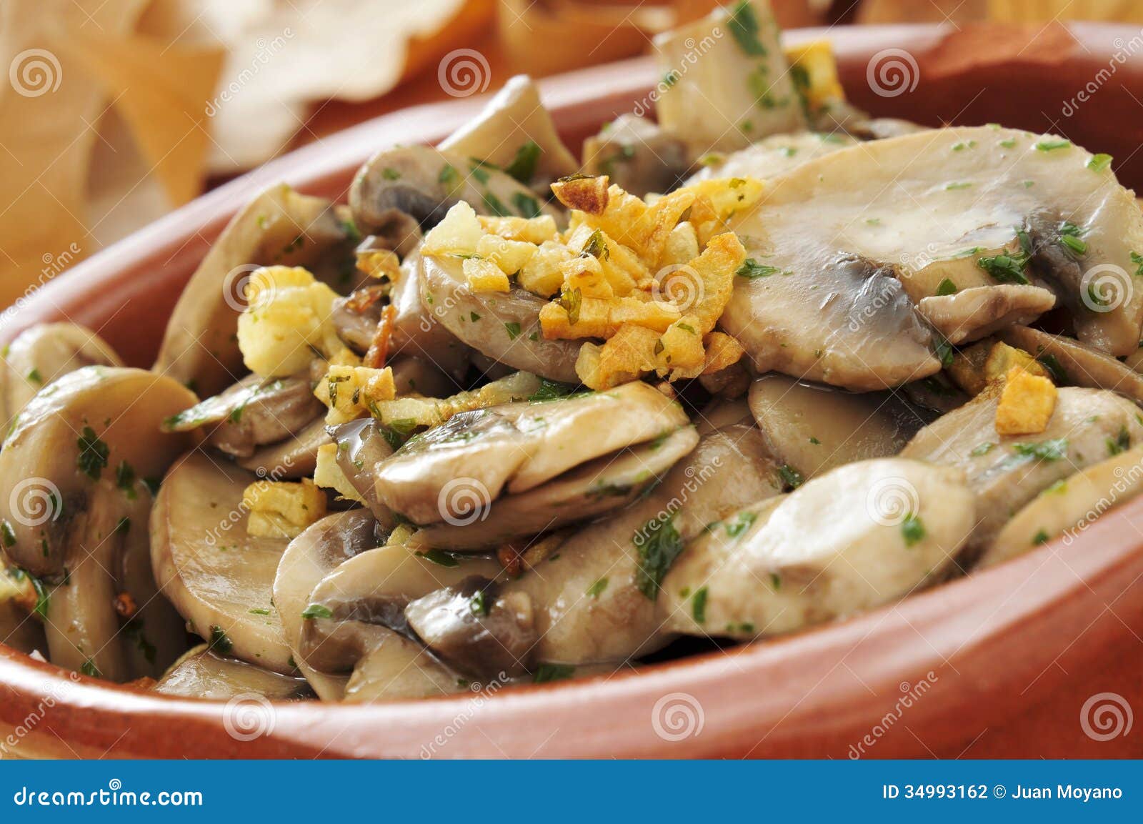 Cooked Mushrooms with Garlic and Parsley Stock Photo - Image of eating ...