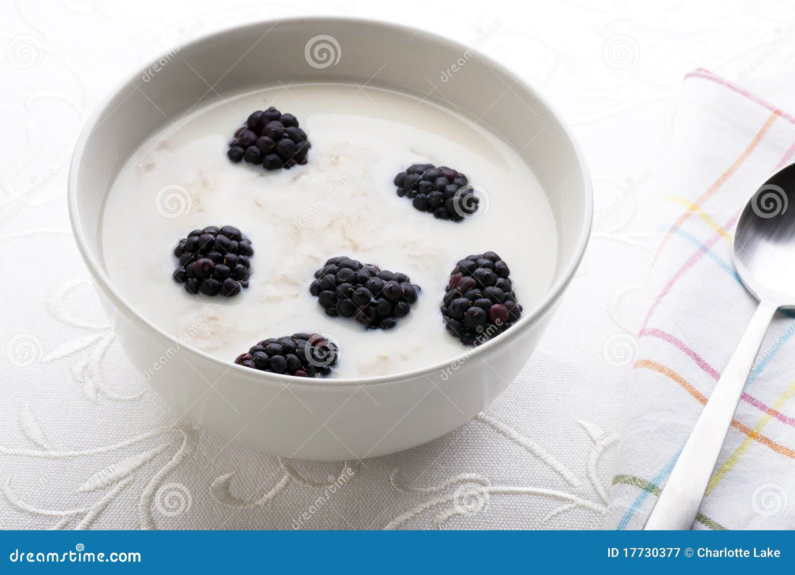 Cooked oatmeal and fruit. stock image. Image of breakfast - 17730377