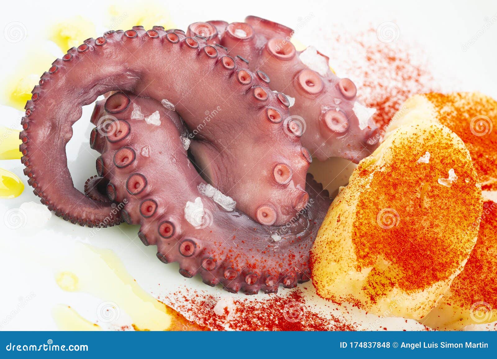 Cooked Octopus Tentalce Isolated on a White Background Stock Photo ...
