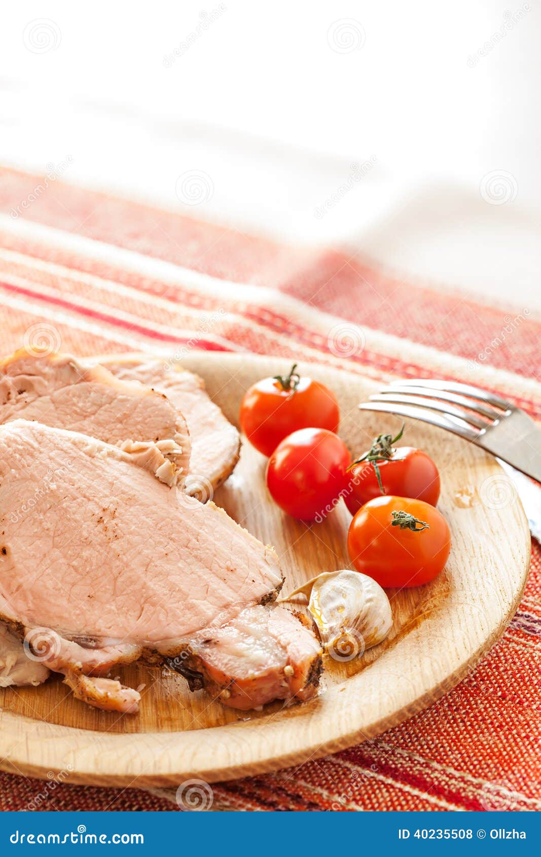 Cooked Peace of Meat on Wooden Plate Stock Photo - Image of pork, rare ...