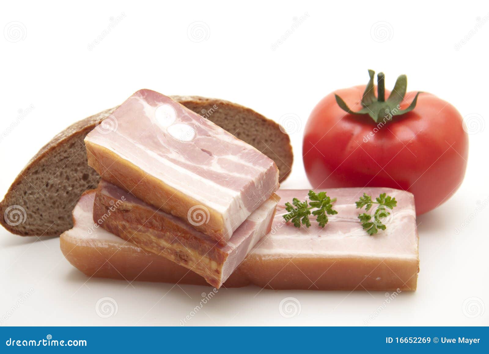 Cooked Pig Meat with Tomato Stock Image - Image of skin, bread: 16652269