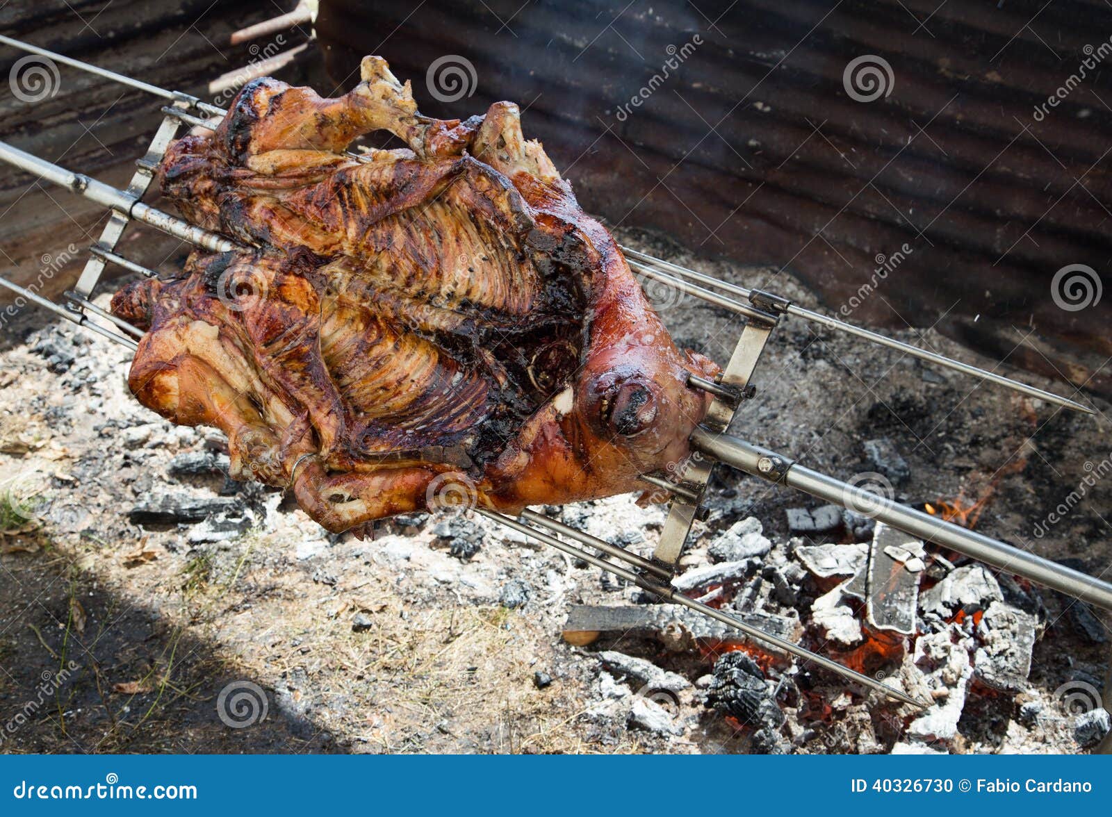 Cooked pig stock photo. Image of food, skewer, roasted - 40326730