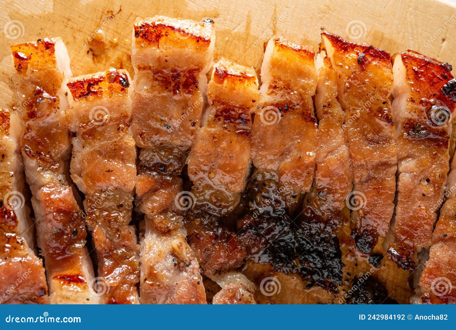 Cooked Pork Cut into Pieces Stock Photo - Image of wooden, pork: 242984192