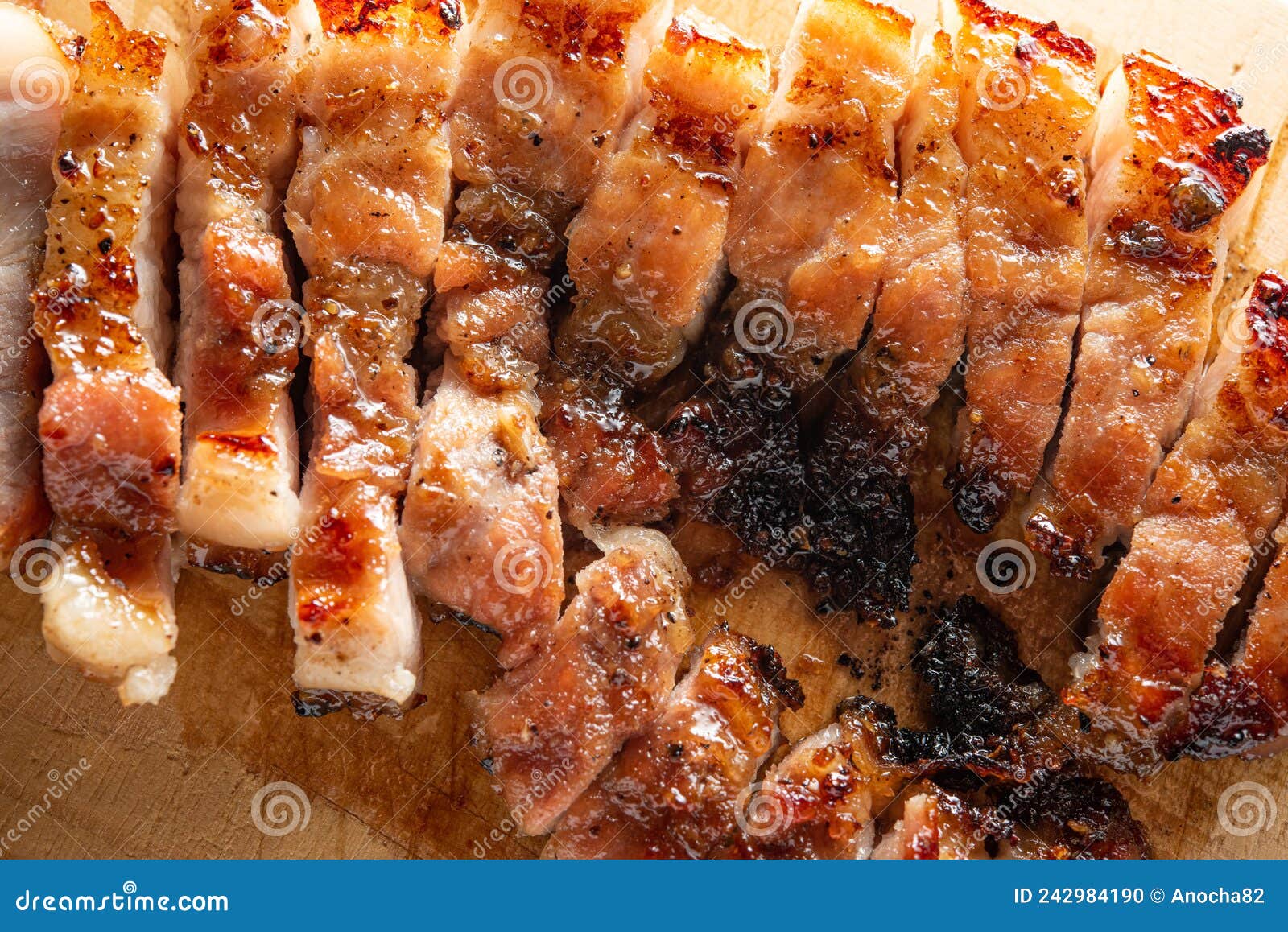 Cooked Pork Cut into Pieces Stock Photo - Image of grilled, food: 242984190