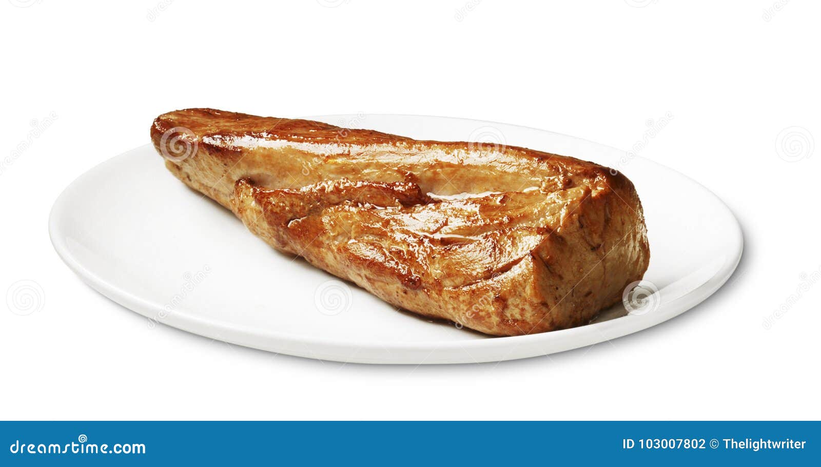 Cooked Pork Meat on a Dish Isolated on White. Stock Photo - Image of ...