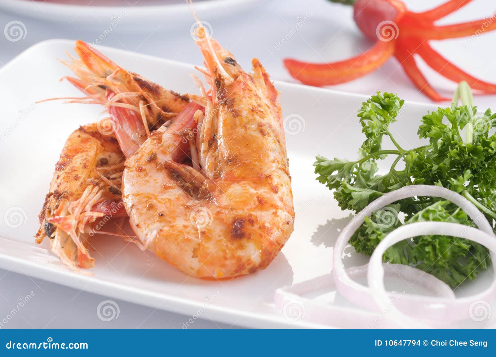 Cooked prawn on dish stock photo. Image of asian, large - 10647794