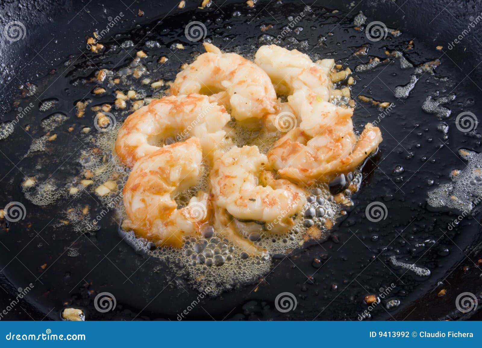 Cooked Prawns and Garlic in Skillet Stock Photo - Image of gourmet ...