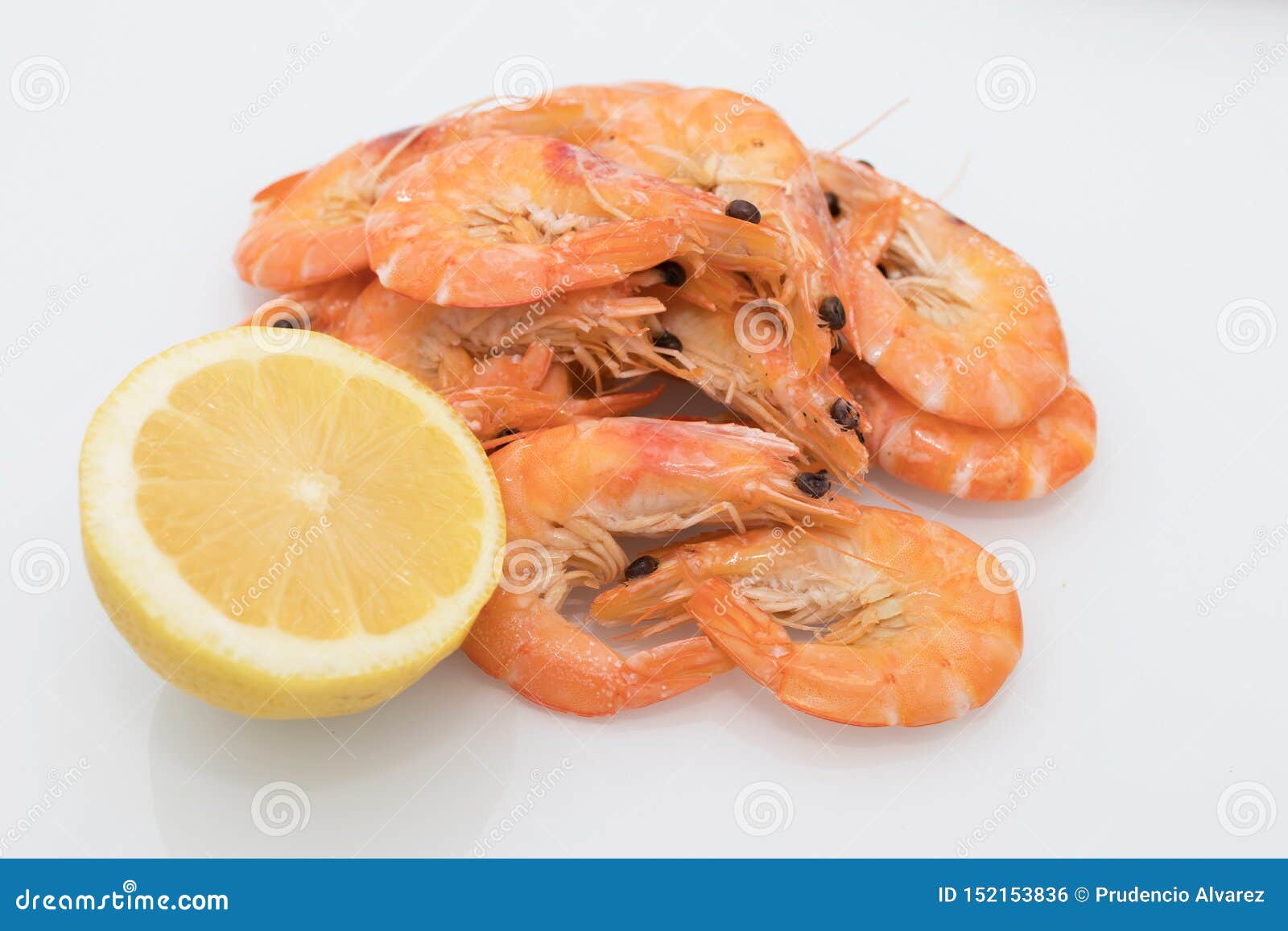 Cooked prawns isolated stock photo. Image of freshness - 152153836