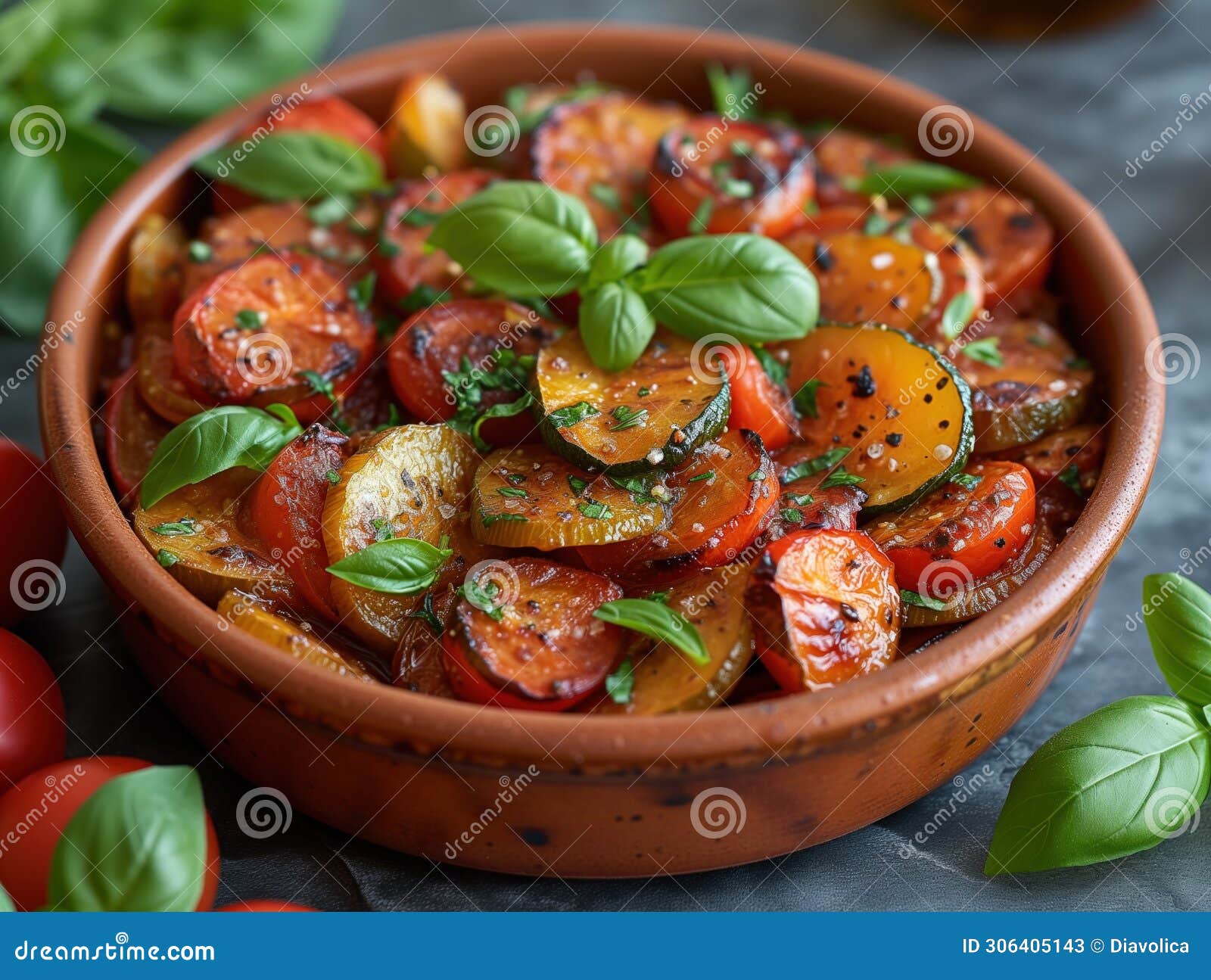 Cooked ratatouille in bowl stock illustration. Illustration of homemade ...