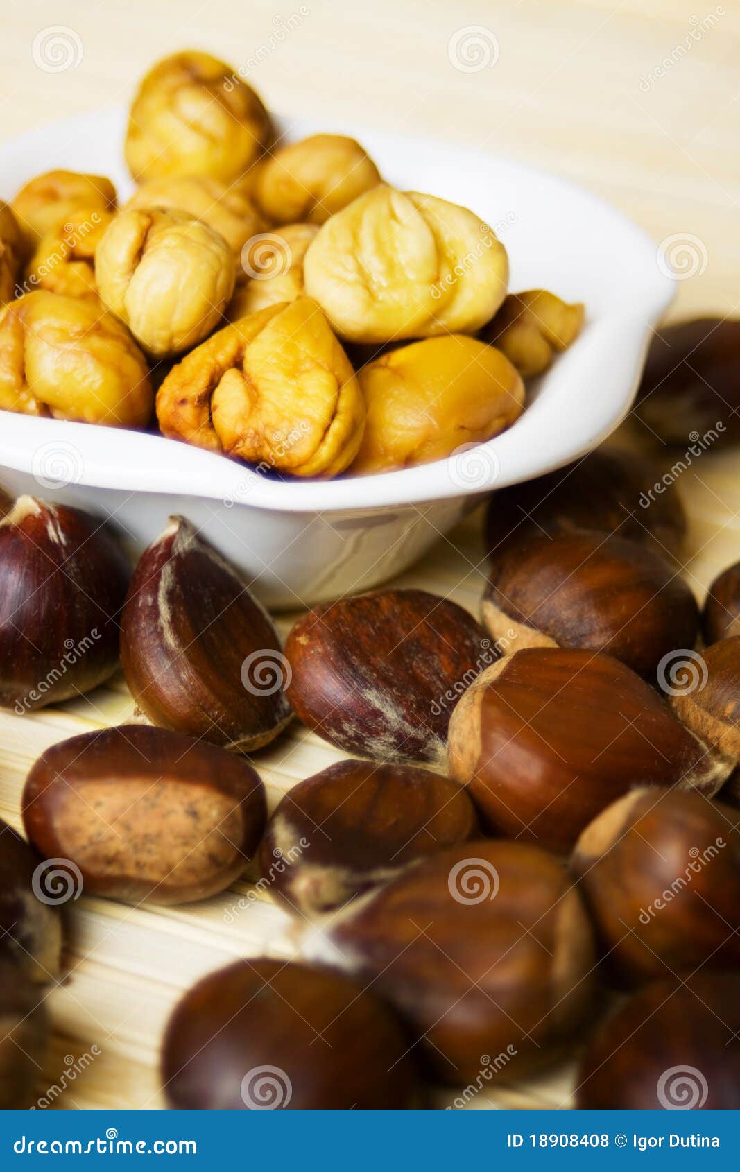 Cooked and raw chestnut stock photo. Image of cooked - 18908408