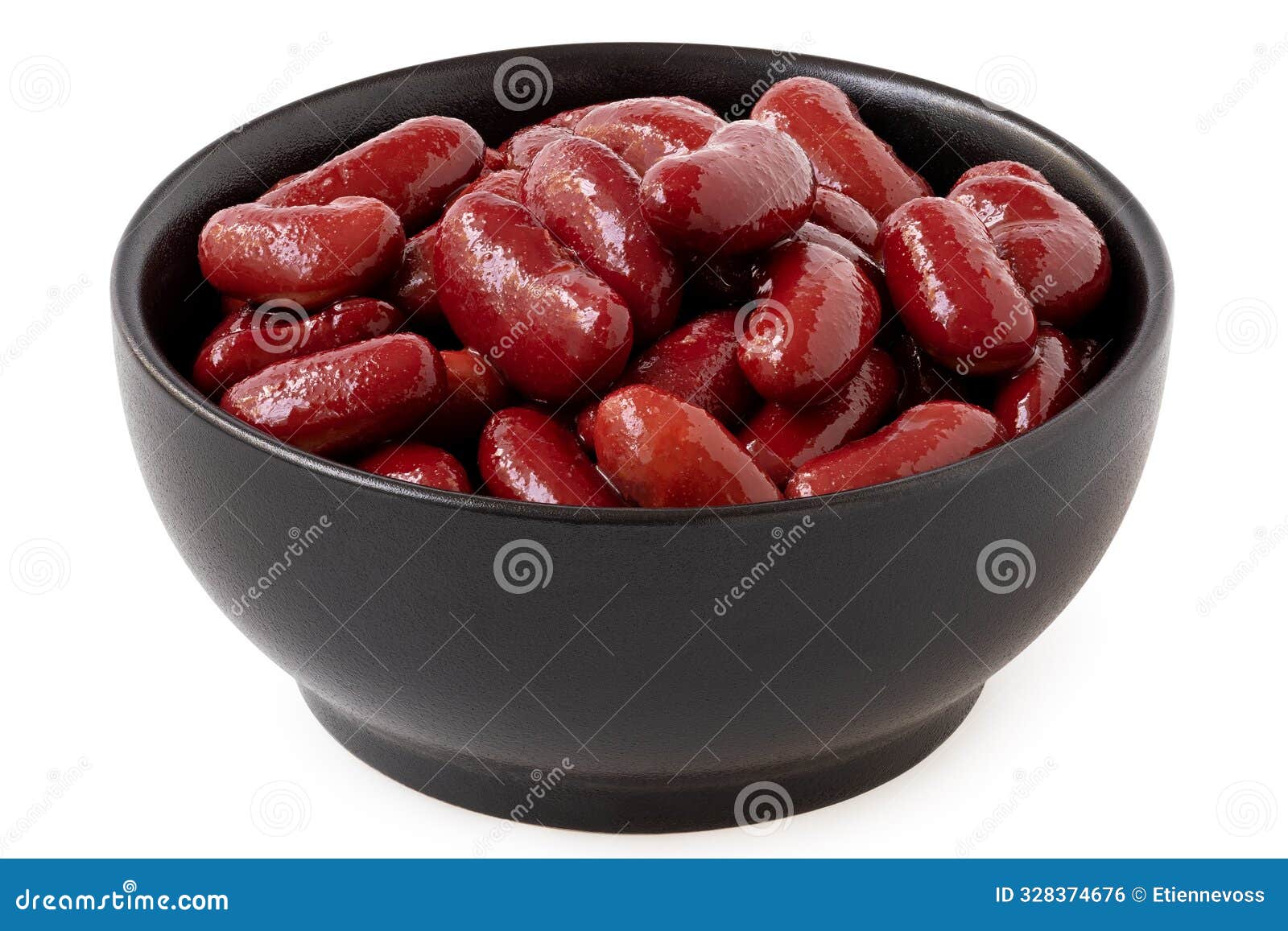 Cooked Red Kidney Beans in a Black Ceramic Bowl Isolated on White Stock ...