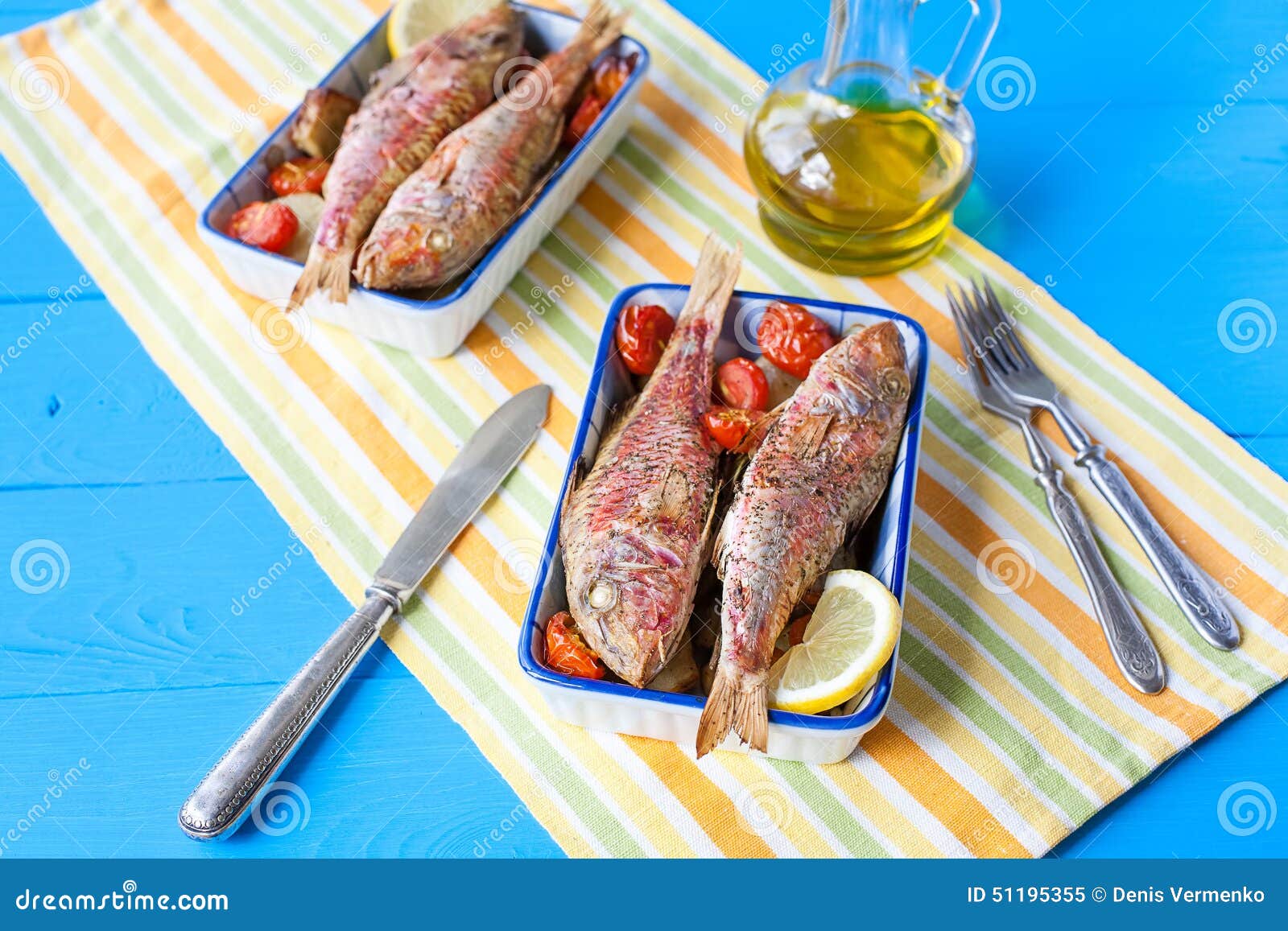 Cooked Red Mullet with Vegetables Stock Image - Image of ingredient ...
