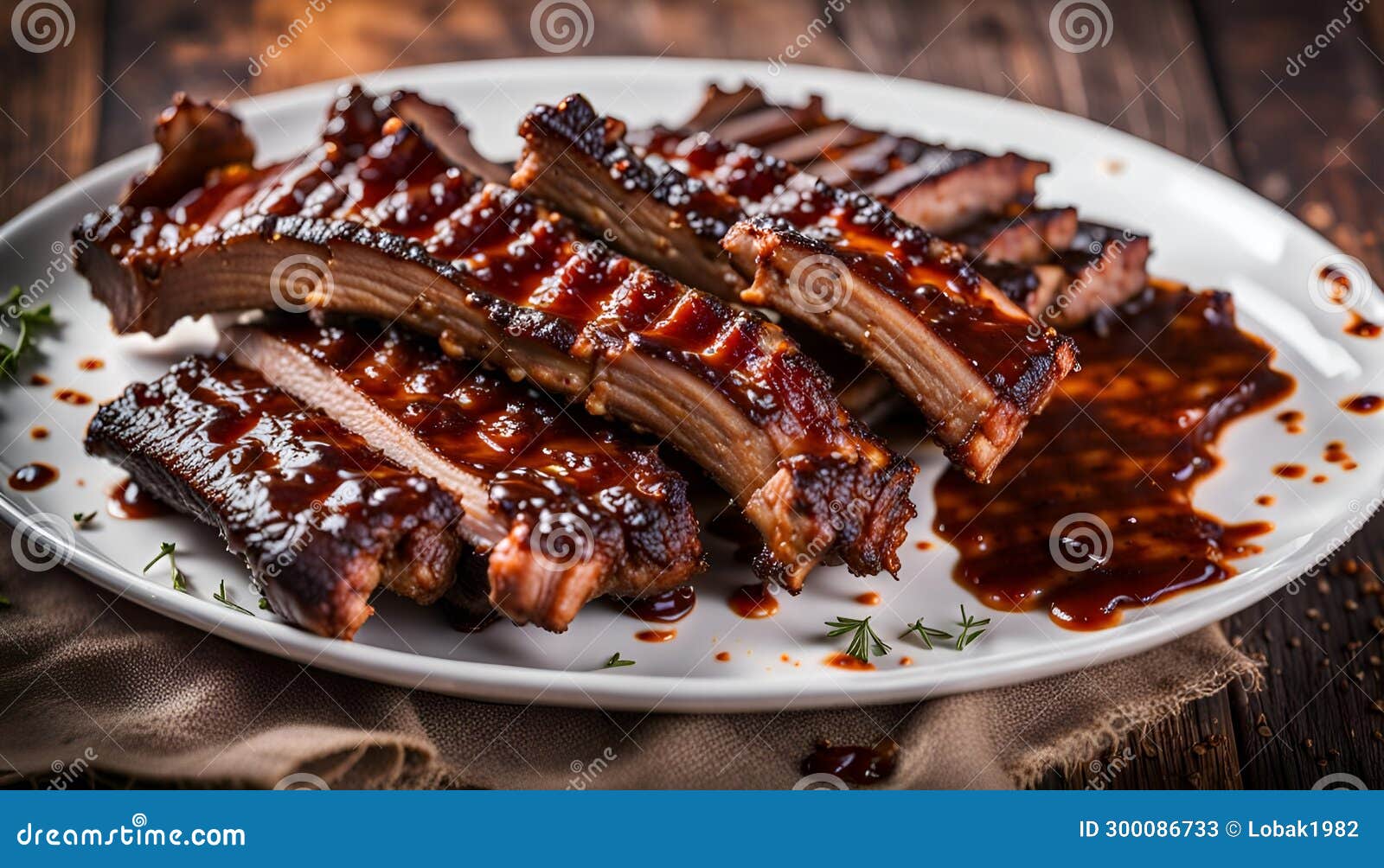 Cooked Ribs with Char Marks and Bbq Sauce Stock Illustration ...