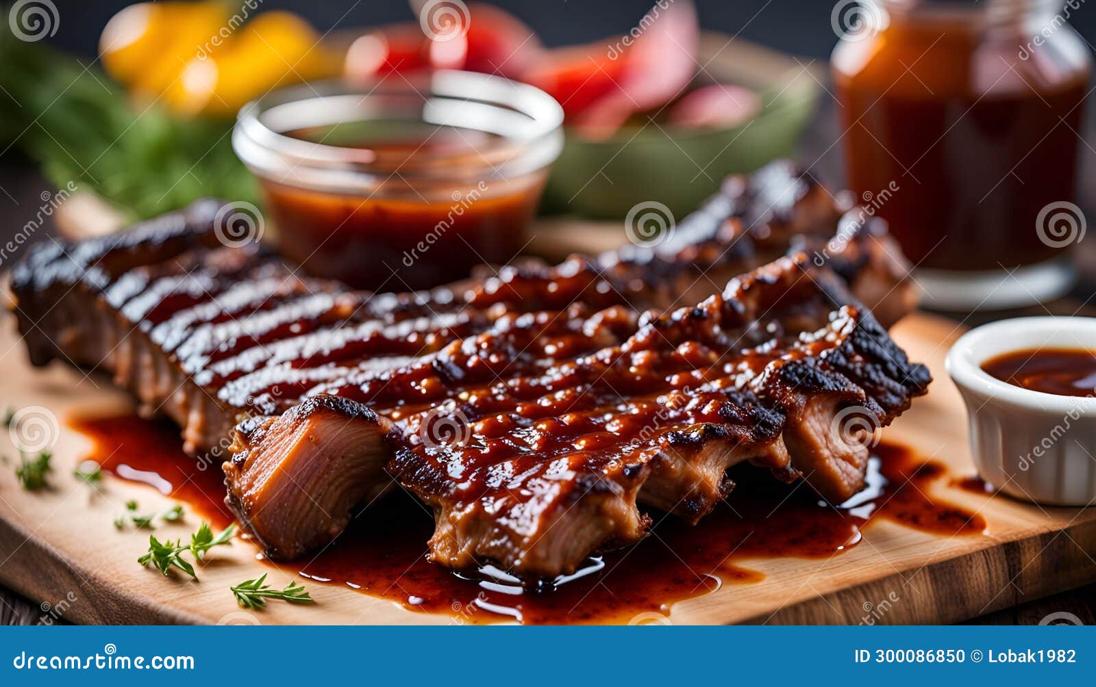 Cooked Ribs with Char Marks and Bbq Sauce Stock Illustration ...