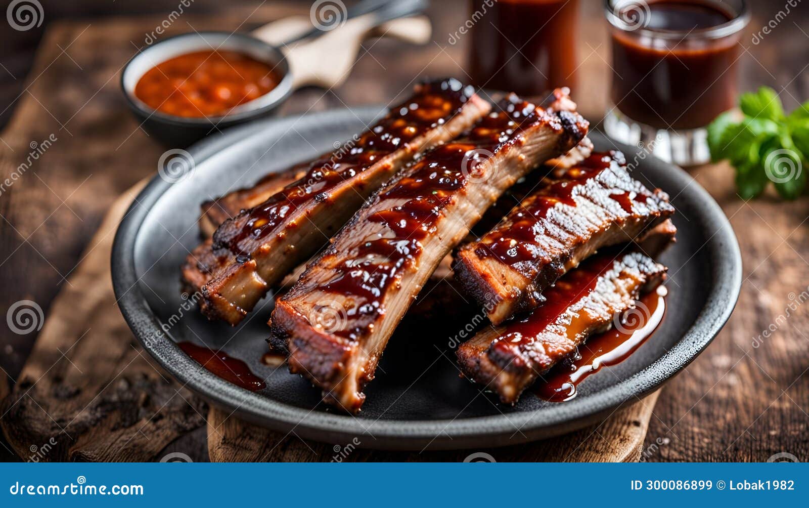 Cooked Ribs with Char Marks and Bbq Sauce Stock Illustration ...