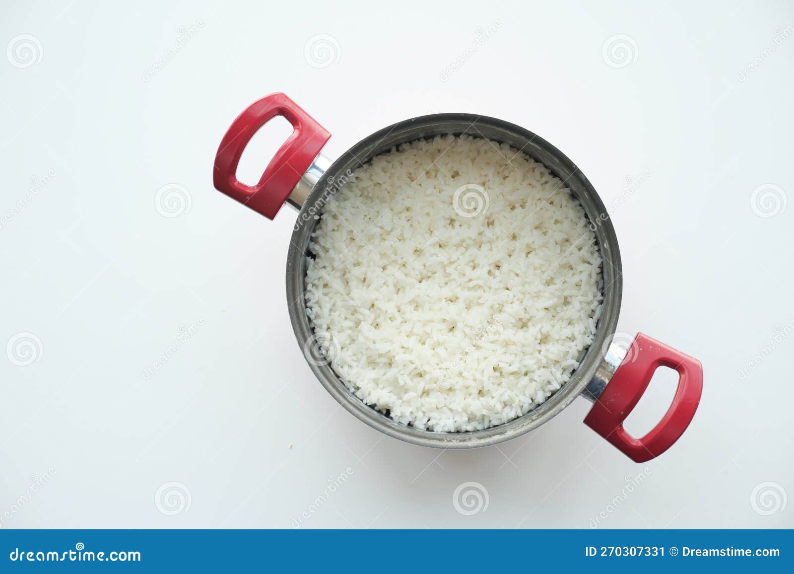 Cooked Rice in a Bowl on White Background . Stock Image - Image of ...