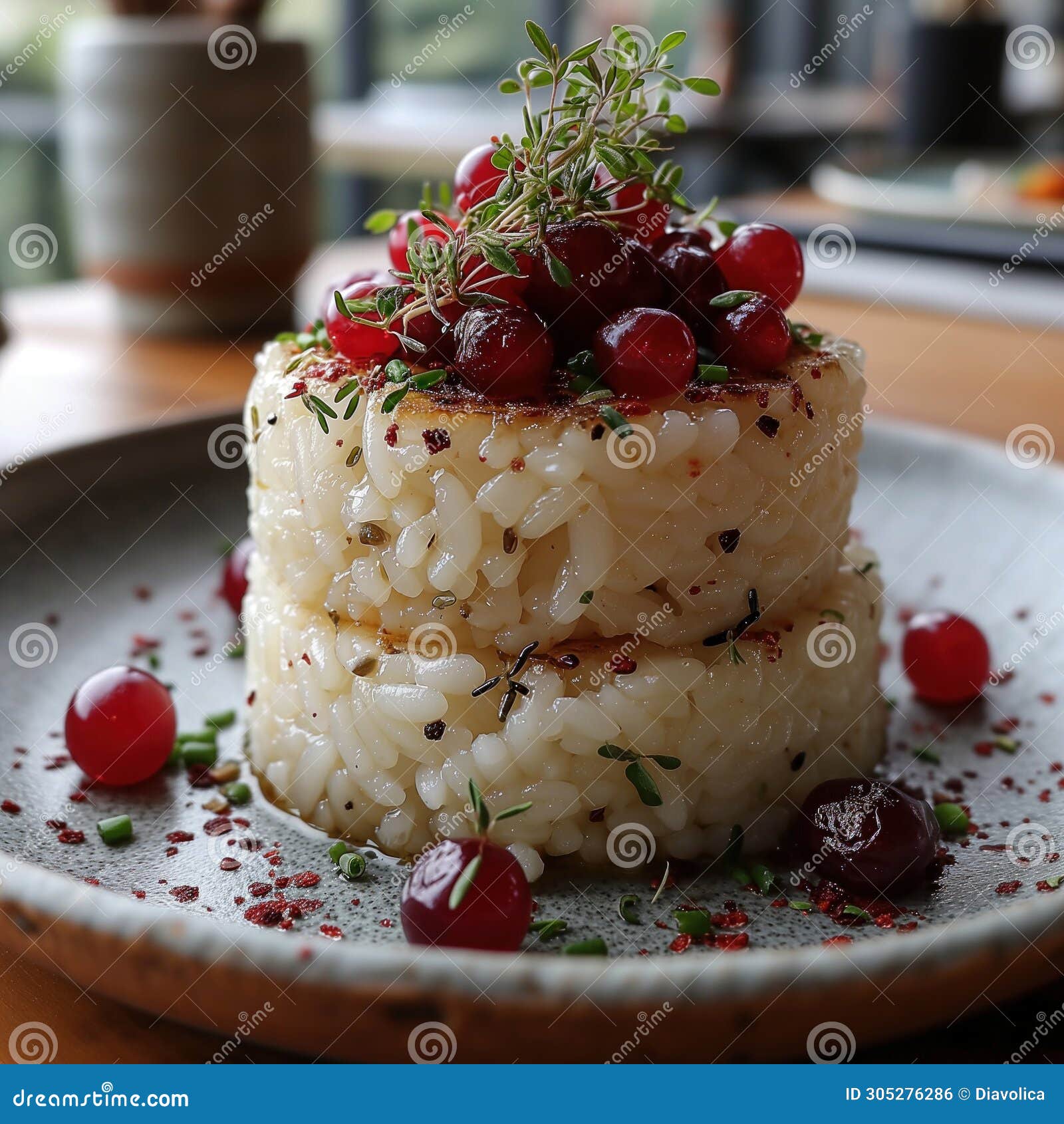 Cooked Rice with Cranberries in a Plate Stock Illustration ...