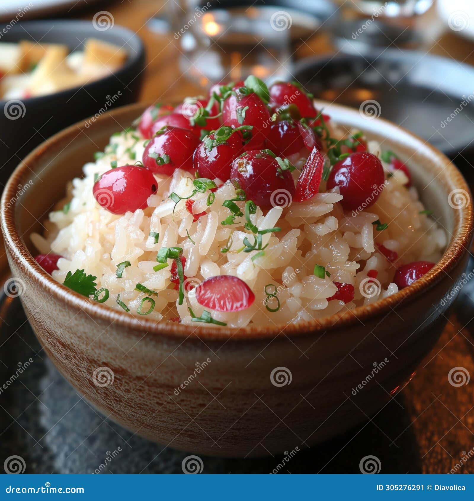 Cooked Rice with Cranberries in a Plate Stock Illustration ...