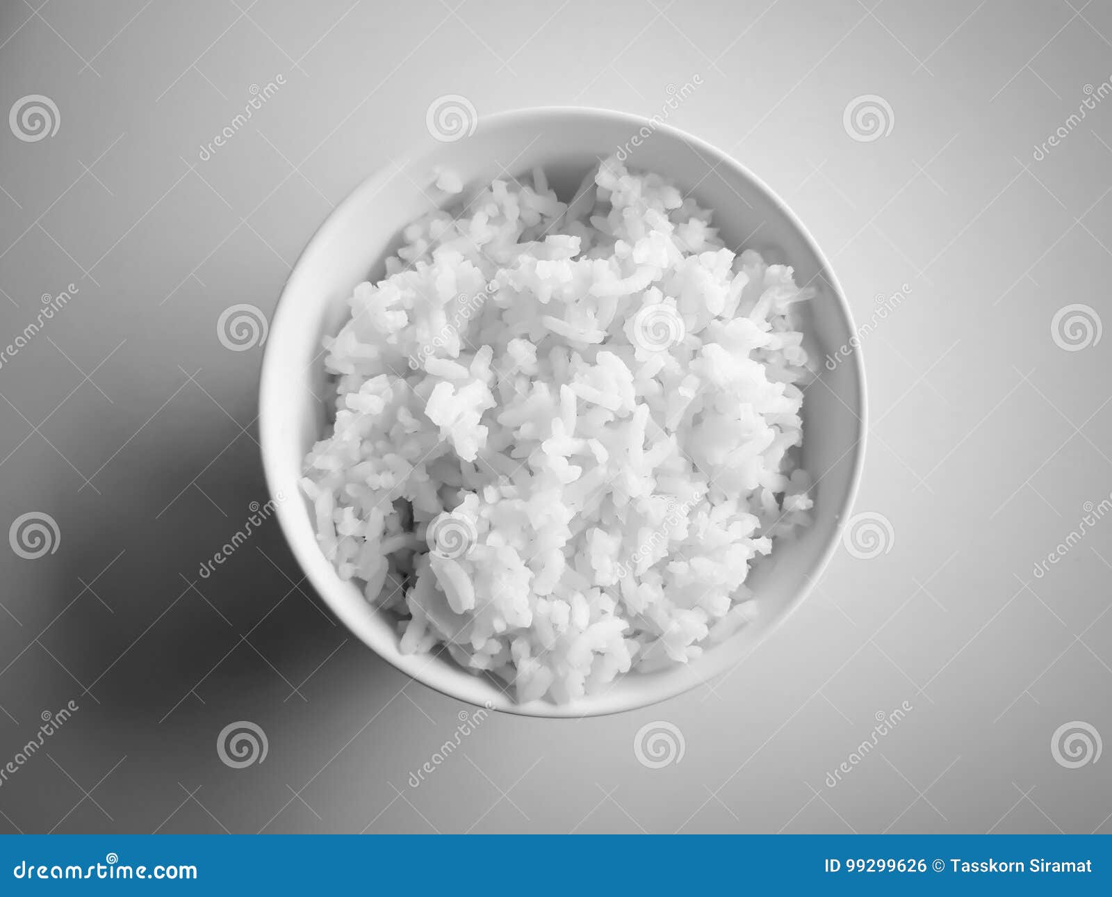 Cooked Rice Cup Top View White Black Stock Photo - Image of nutrition ...