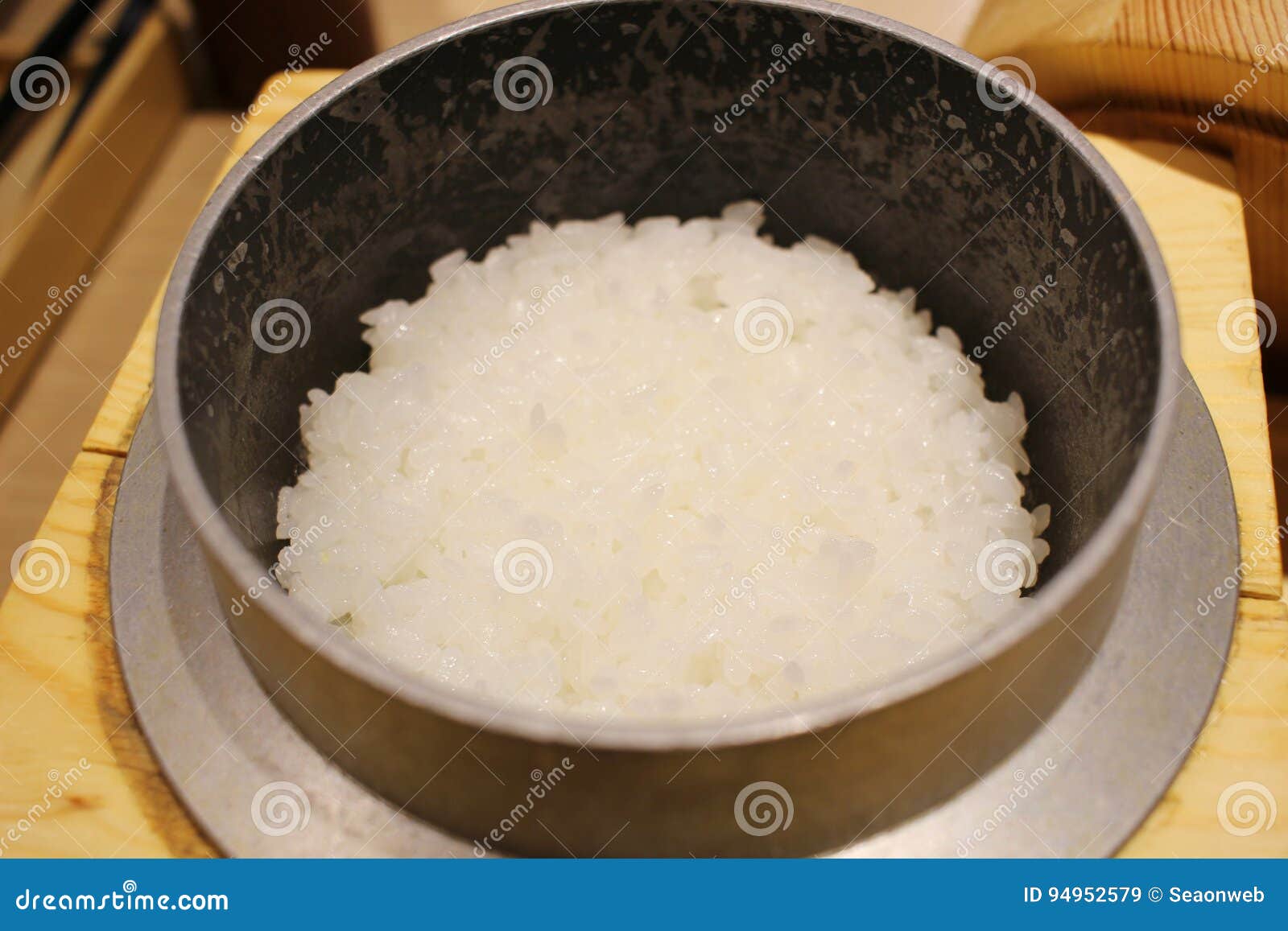 Cooked Rice Grains in Stone Bowl at Japan Stock Image - Image of ...