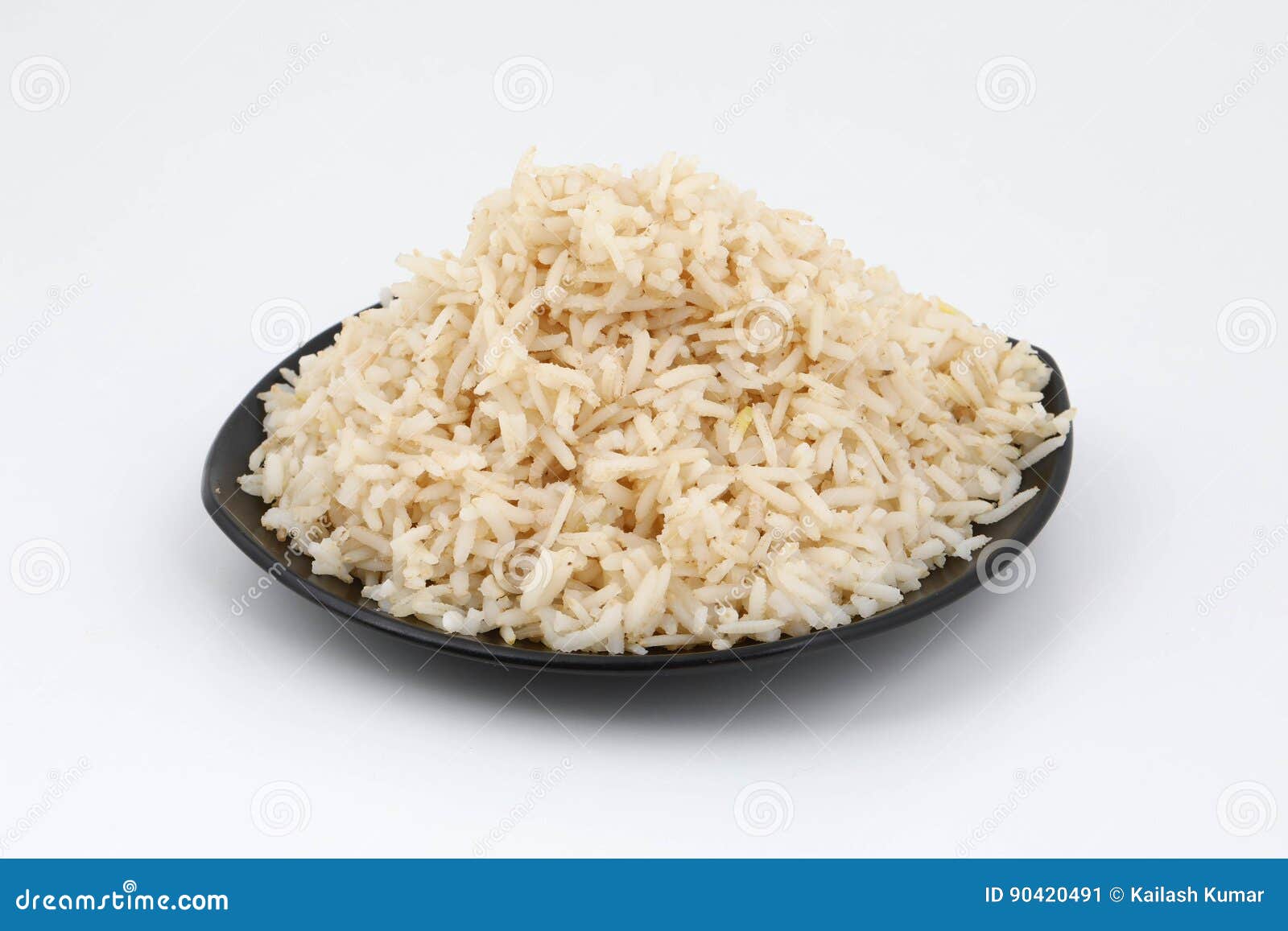 Cooked rice stock image. Image of lunch, plate, boiled - 90420491