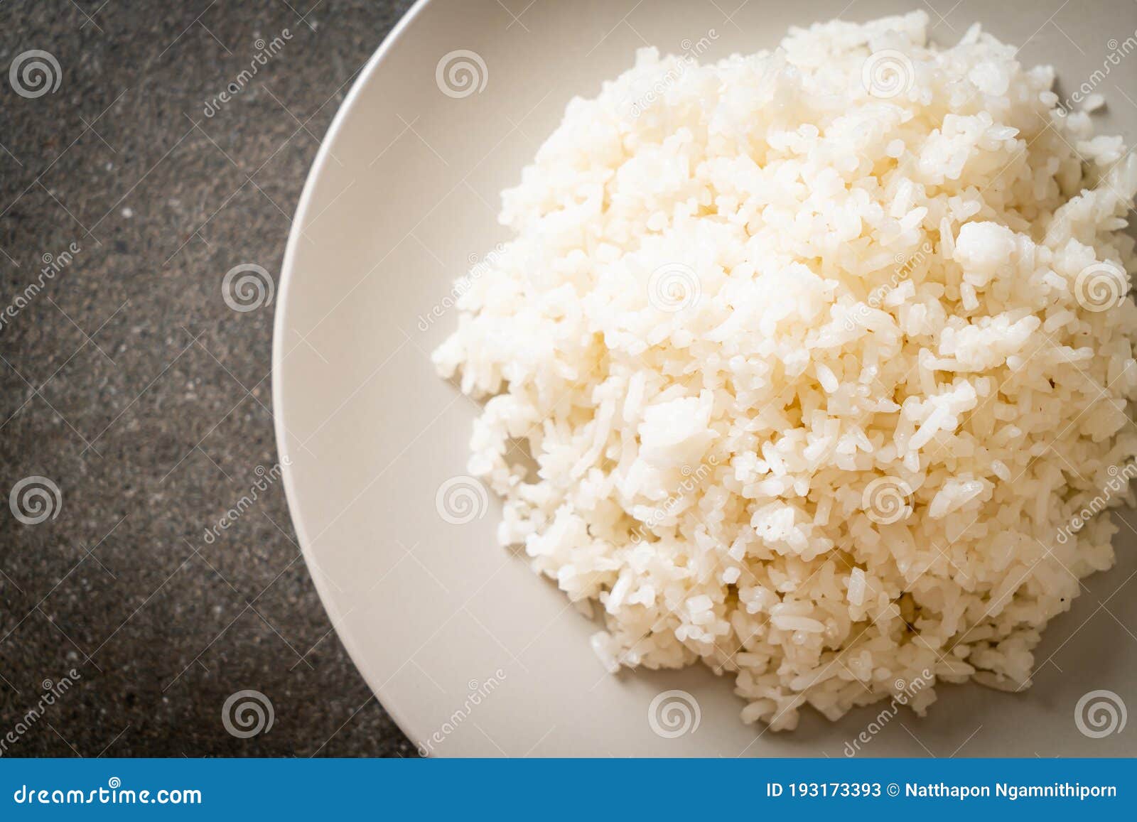 Cooked rice on plate stock image. Image of asian, closeup - 193173393