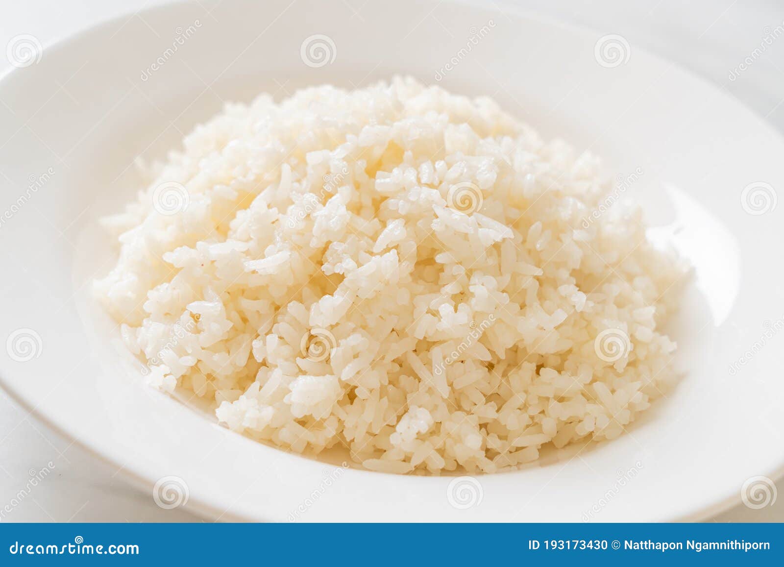 Cooked rice on plate stock photo. Image of health, cooked - 193173430