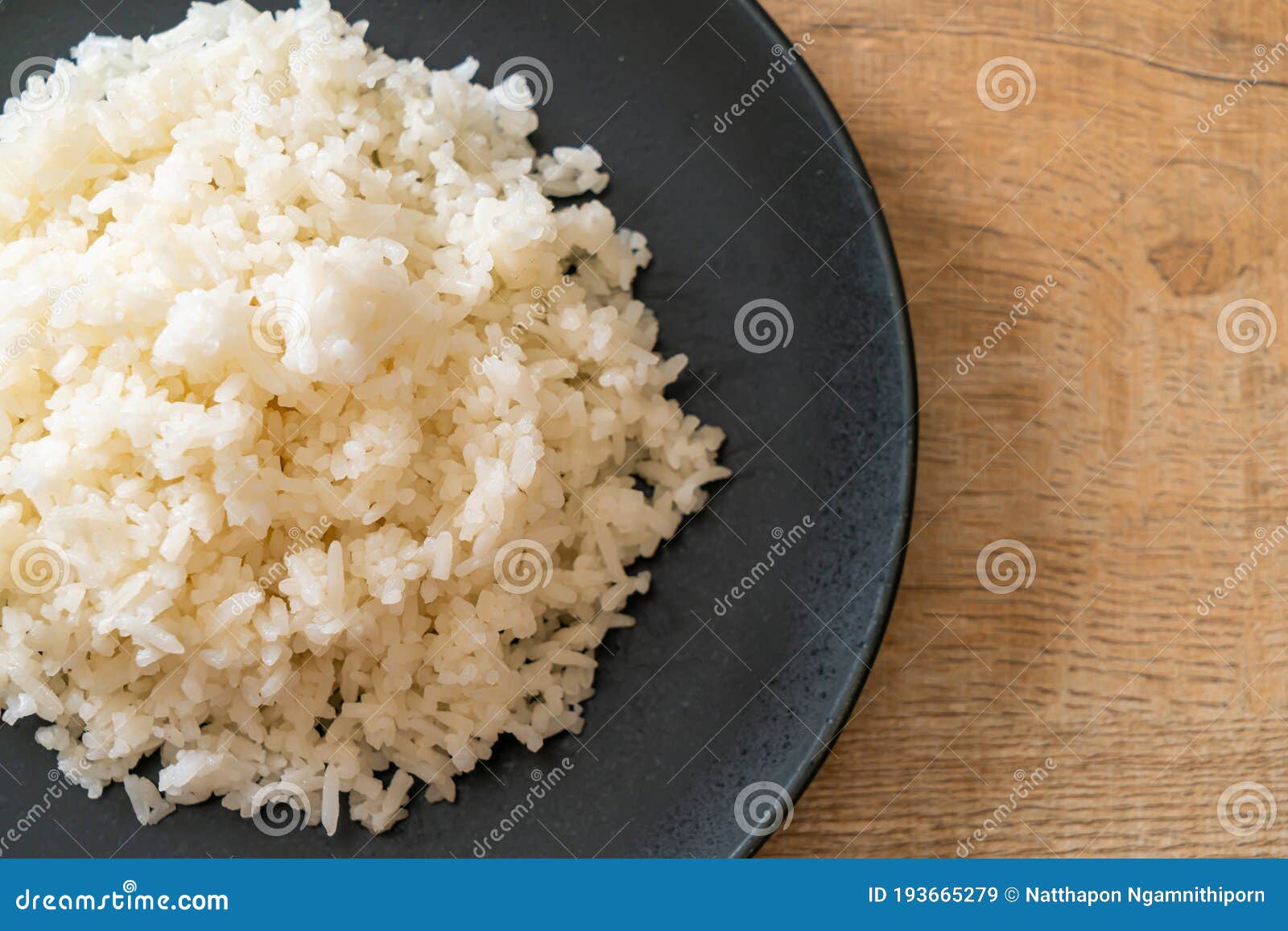 Cooked rice on plate stock image. Image of health, bowl - 193665279