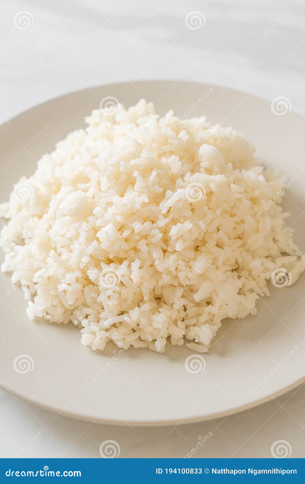 Cooked rice on plate stock image. Image of restaurant - 194100833