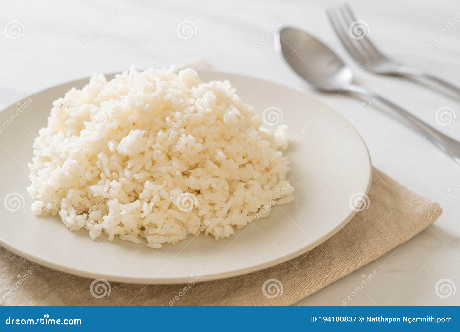 Cooked rice on plate stock image. Image of dish, meal - 194100837