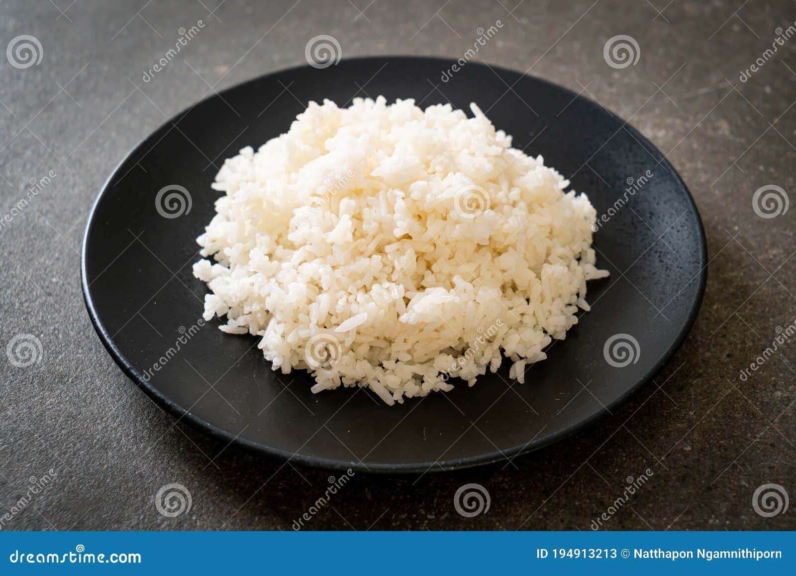 Cooked rice on plate stock image. Image of dinner, asian - 194913213