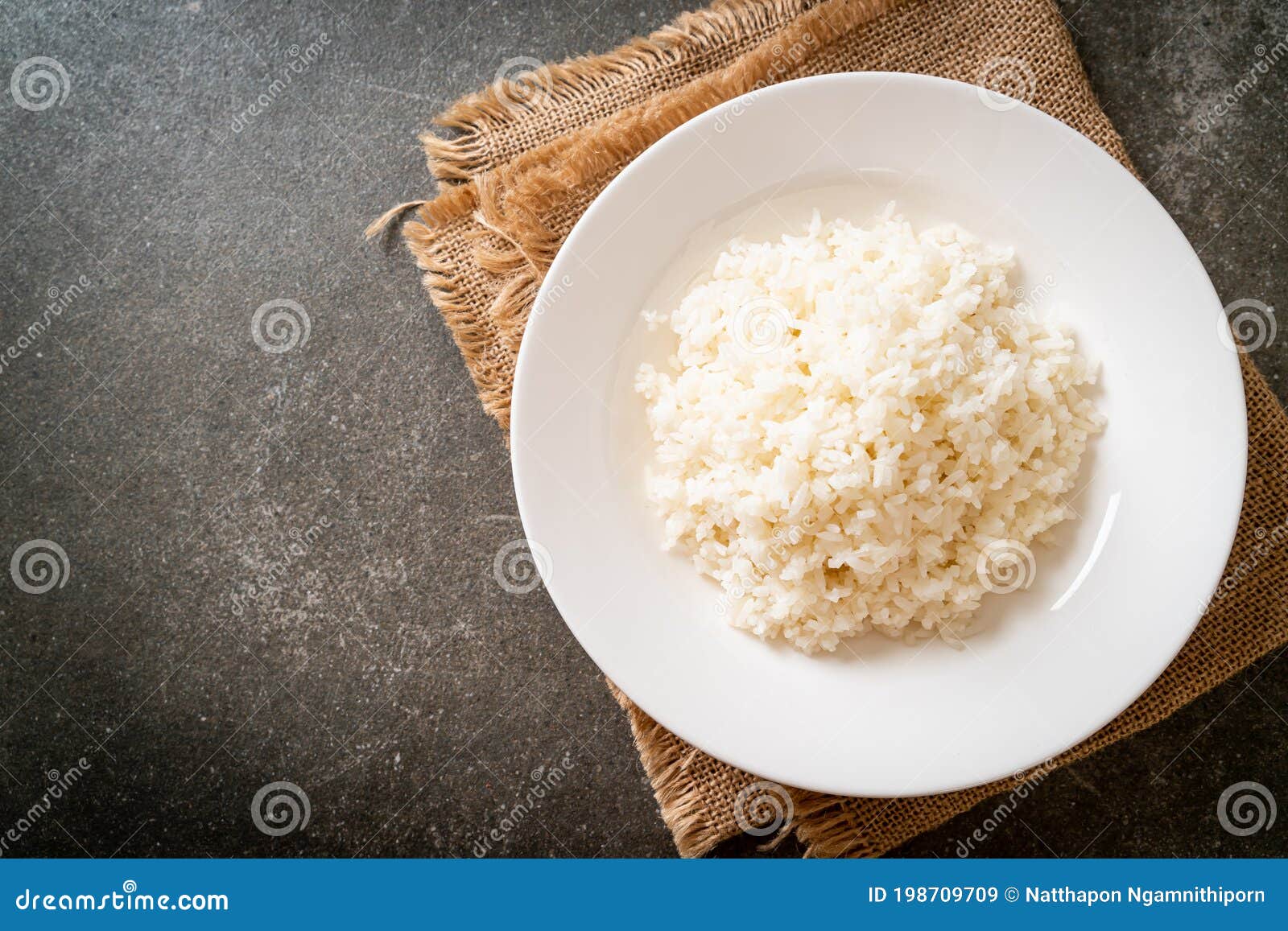 Cooked rice on plate stock image. Image of asian, cuisine - 198709709