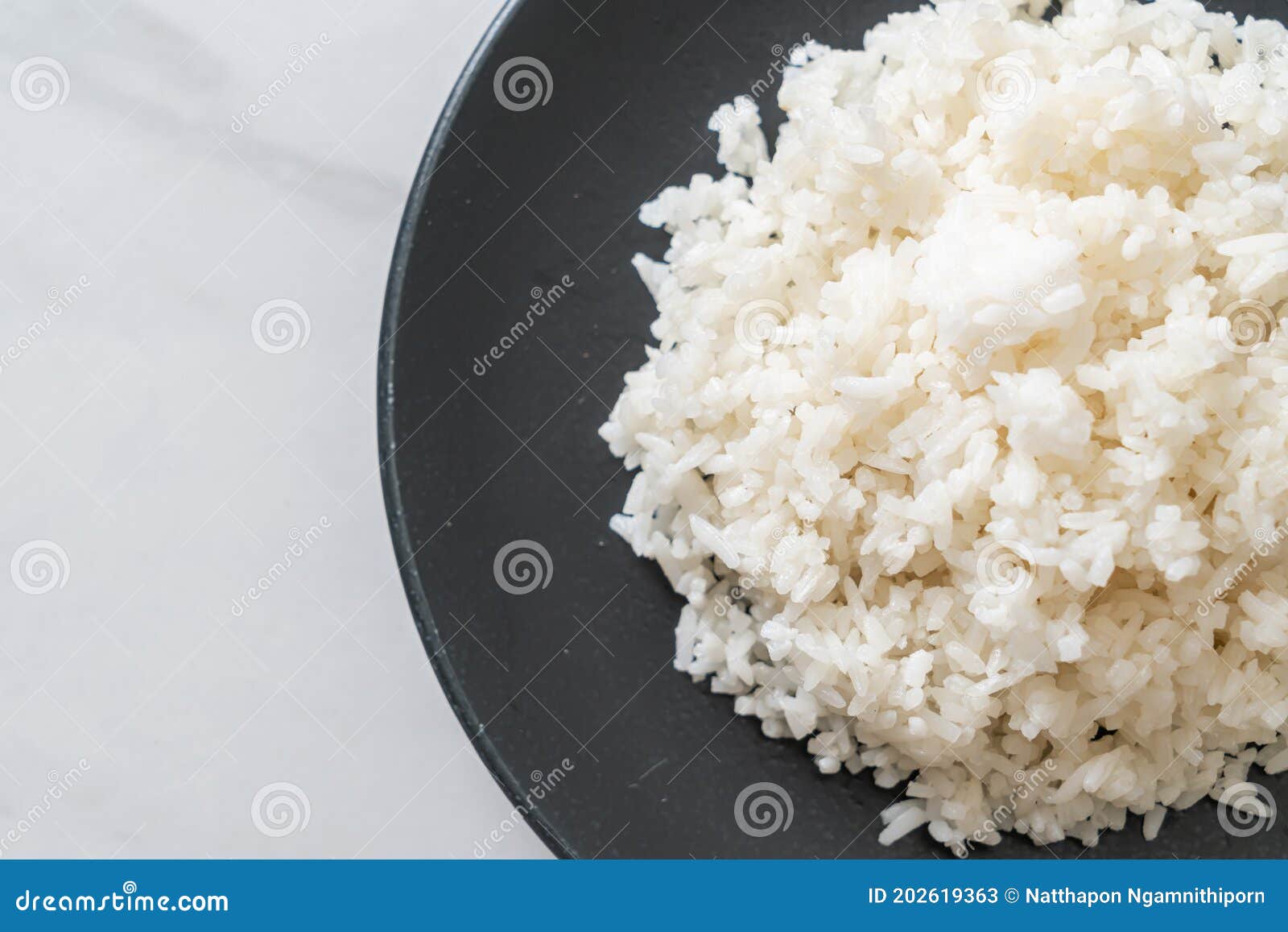 Cooked rice on plate stock image. Image of rice, healthy - 202619363