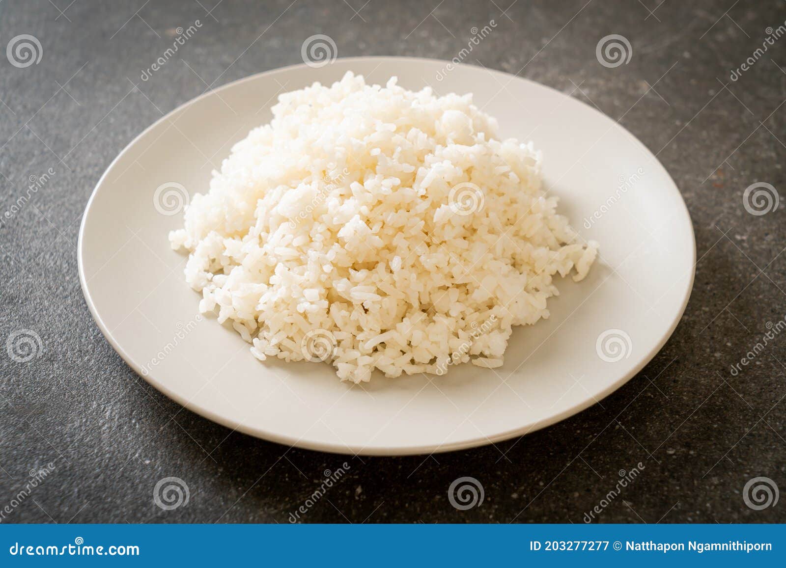 Cooked rice on plate stock image. Image of cuisine, food - 203277277