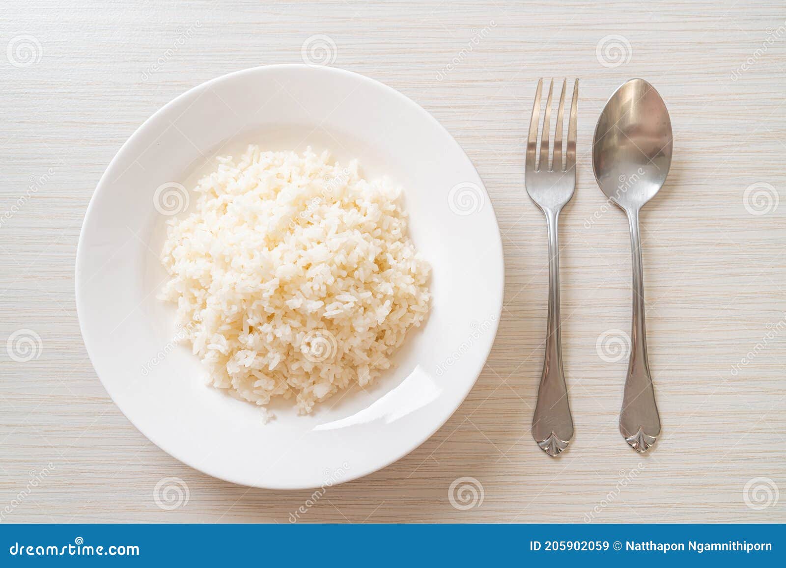 Cooked rice on plate stock image. Image of grain, cooking - 205902059