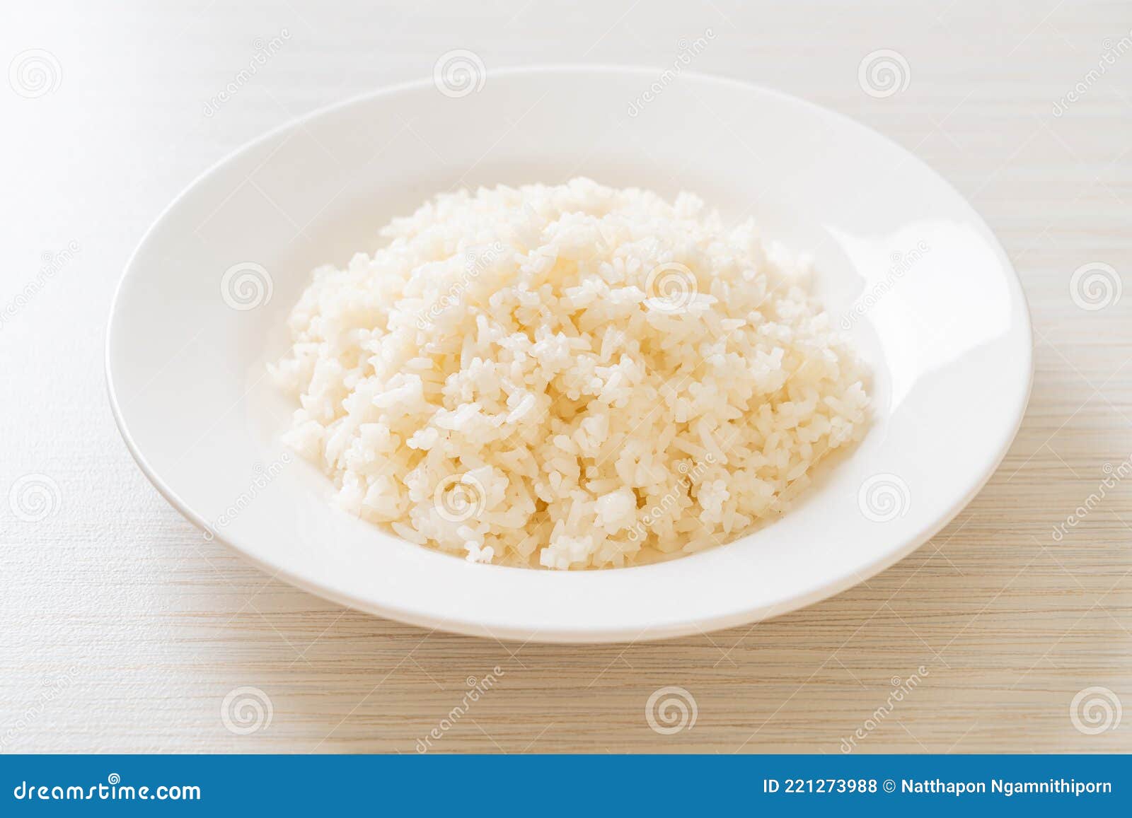 Cooked rice on plate stock photo. Image of rice, boiled - 221273988