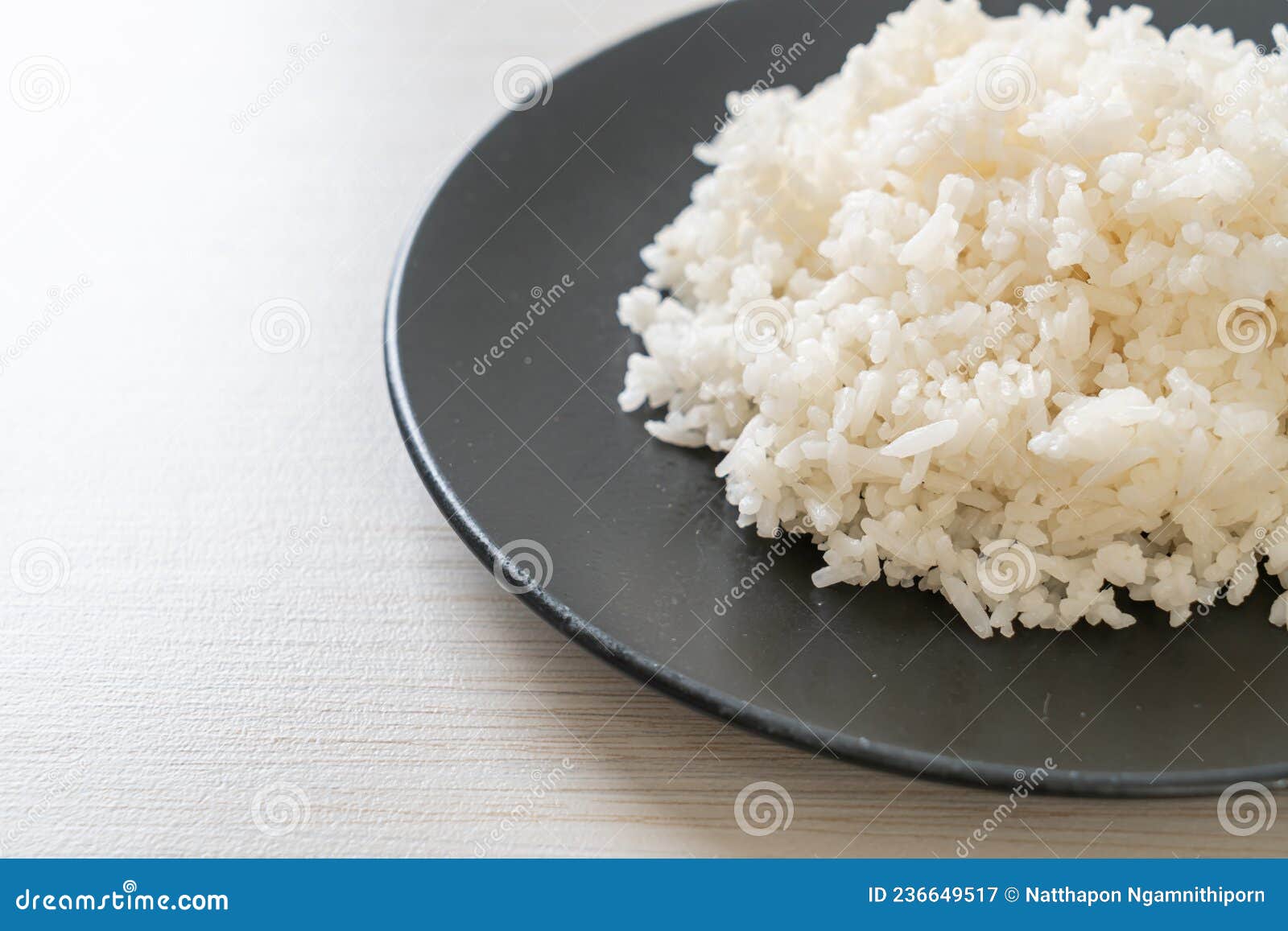 Cooked rice on plate stock image. Image of boiled, cooked - 236649517