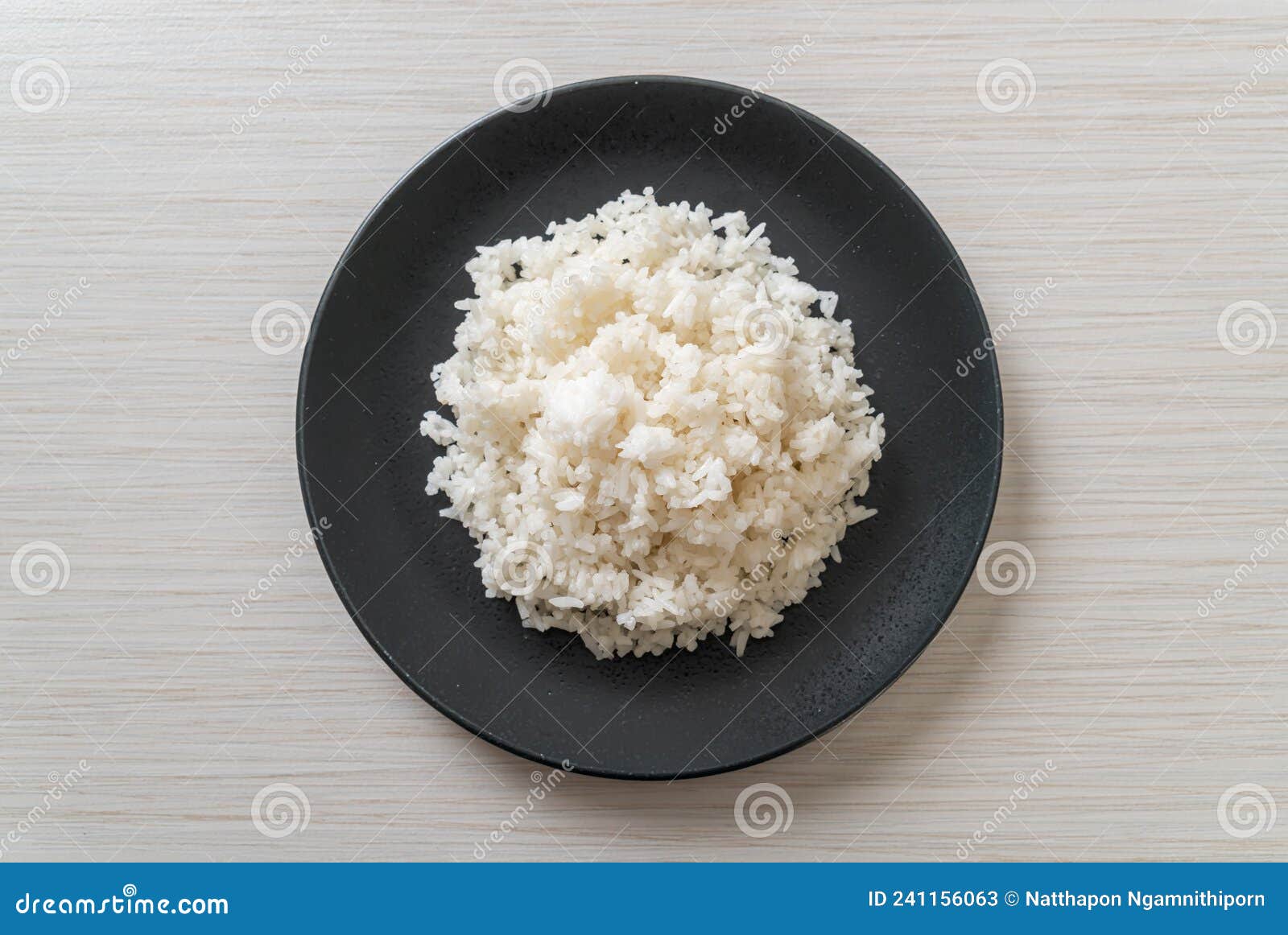 Cooked rice on plate stock image. Image of cuisine, jasmine - 241156063