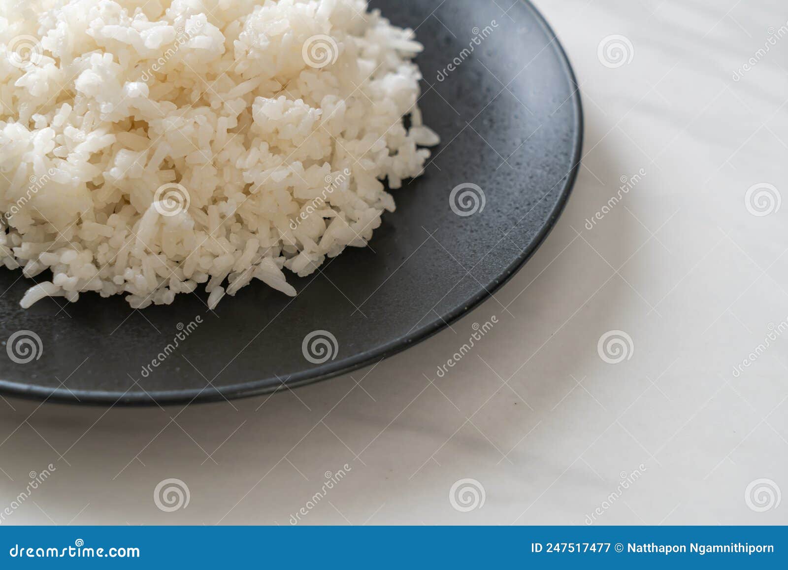 Cooked rice on plate stock image. Image of health, grain - 247517477