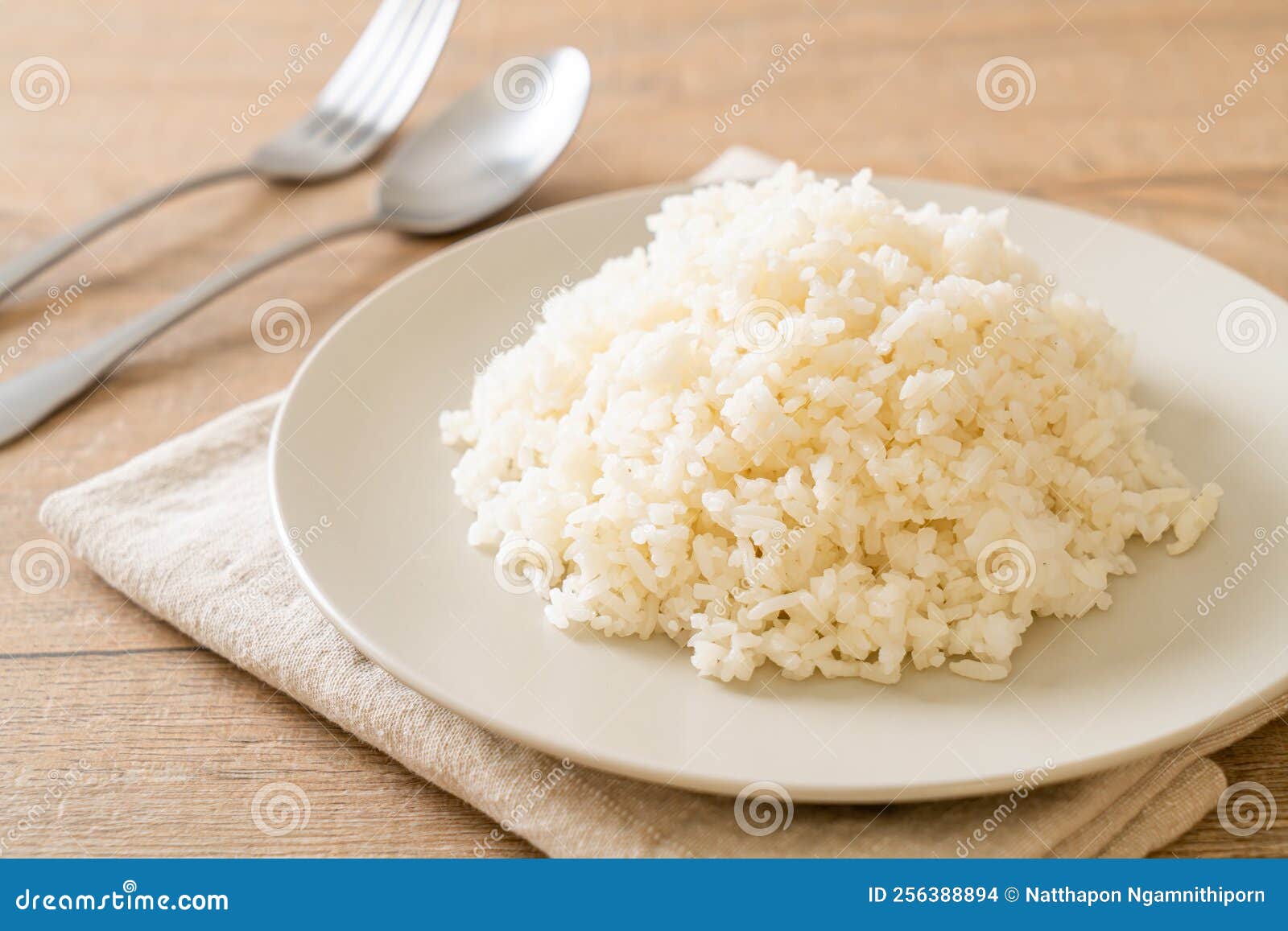Cooked rice on plate stock photo. Image of diet, dinner - 256388894