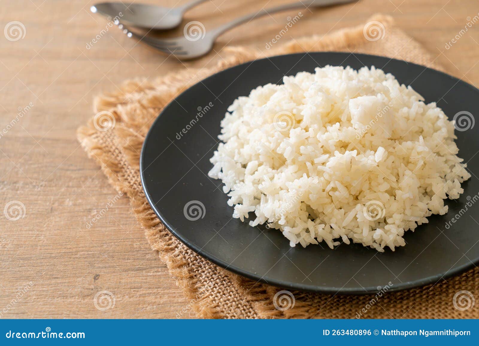 Cooked rice on plate stock photo. Image of closeup, chinese - 263480896