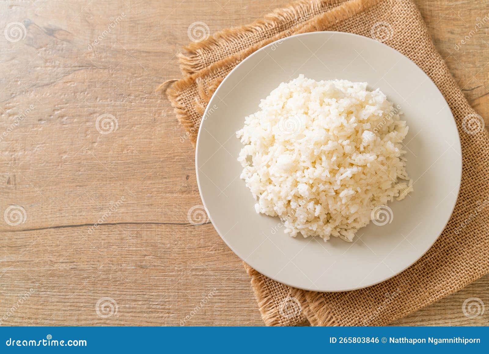 Cooked rice on plate stock photo. Image of plate, meal - 265803846