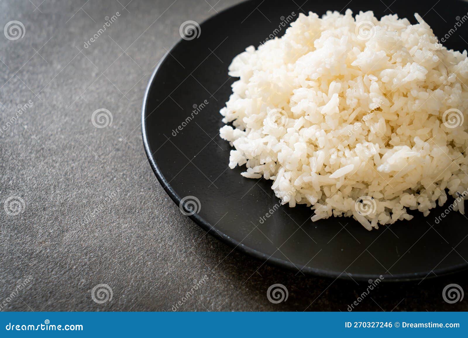 Cooked rice on plate stock photo. Image of lunch, healthy - 270327246