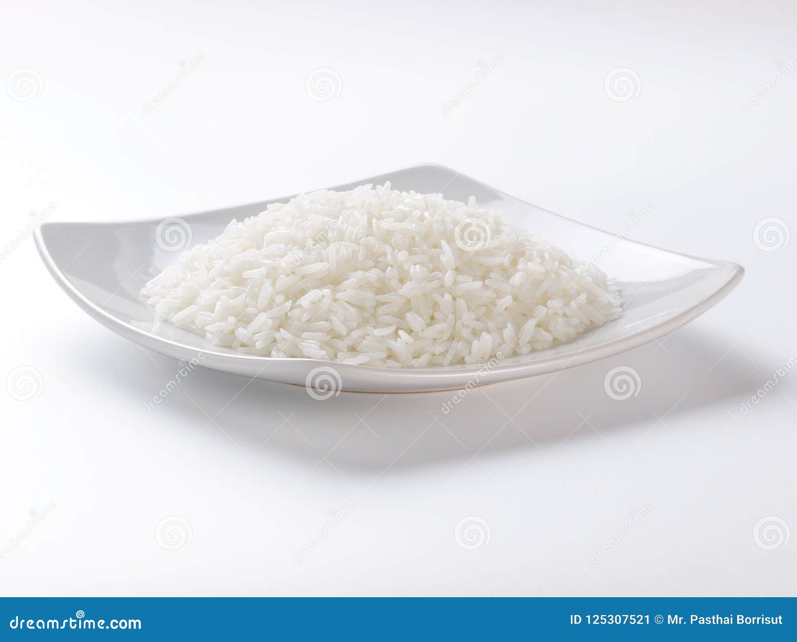 Cooked Rice on Plate and White Background Stock Image - Image of grain ...