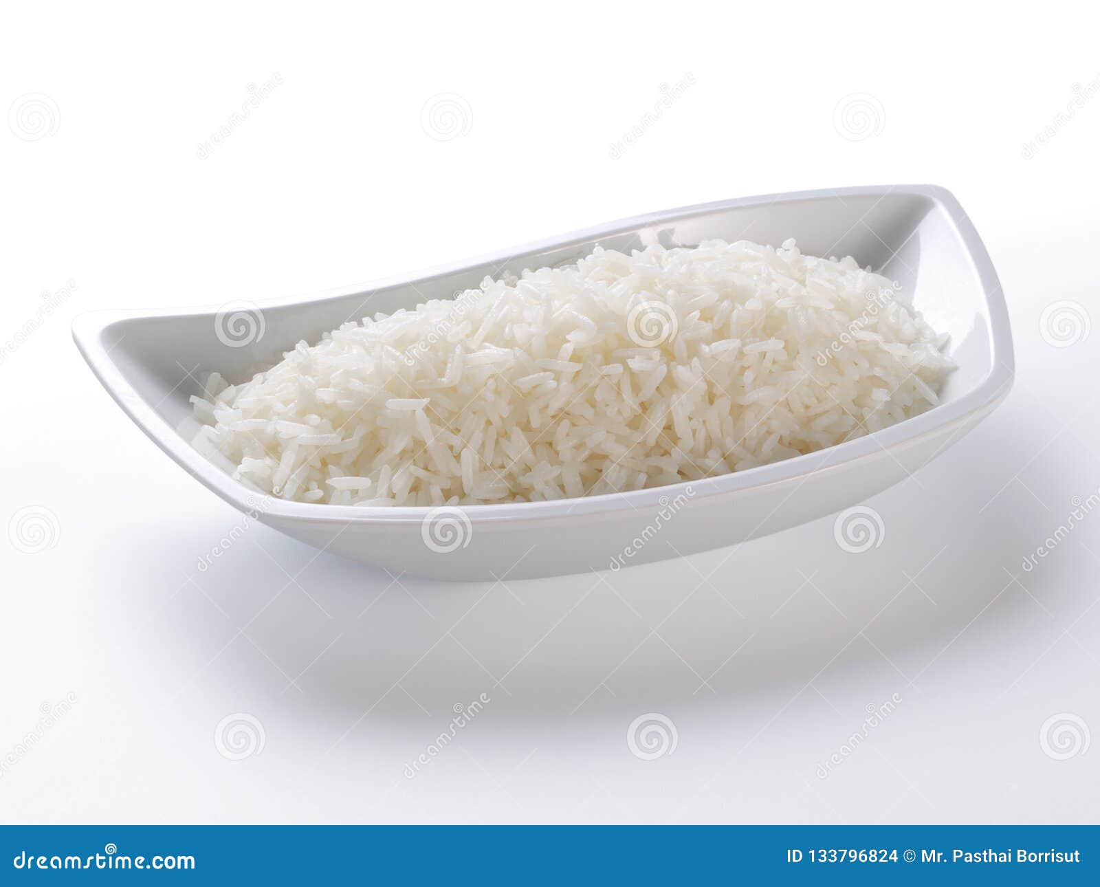 Cooked Rice on S Shape Plate and White Background Stock Photo - Image ...