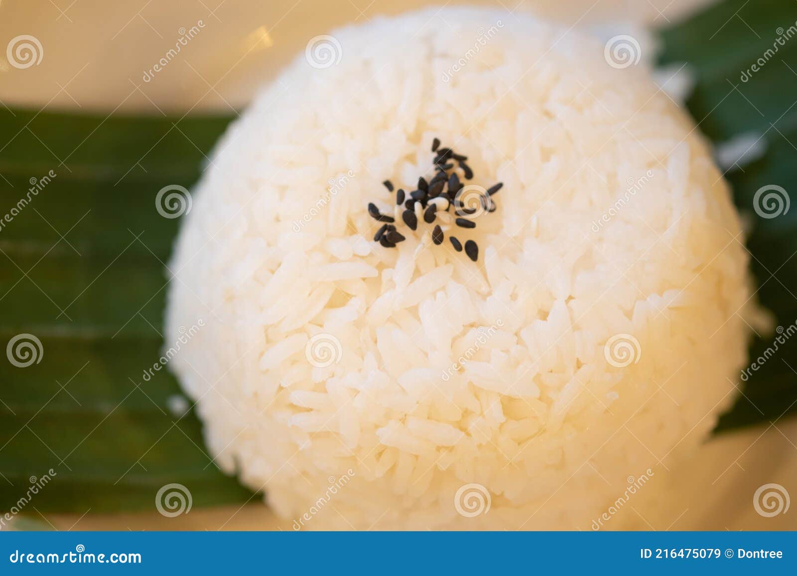Cooked Rice and Sprinkled with White Sesame and Black Sesame Seeds ...
